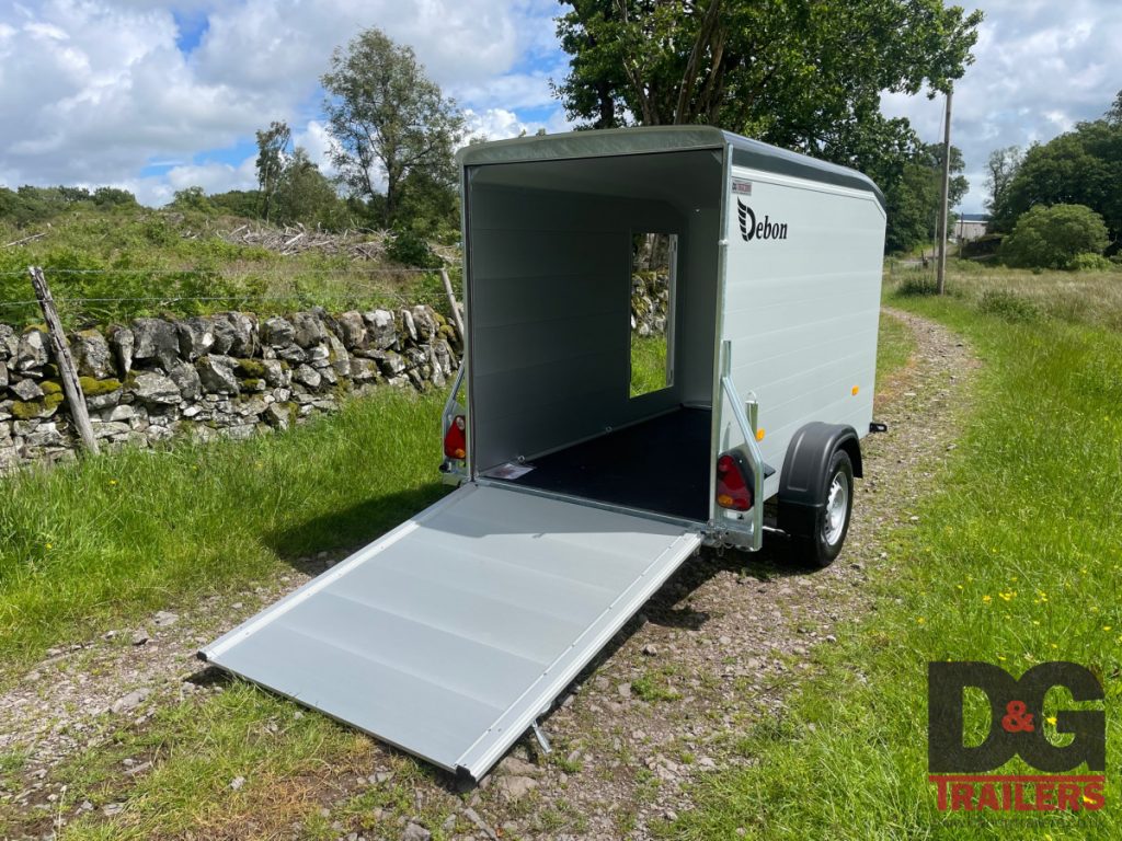 Debon C255 Single Axle Box Van Trailer with Aluminium Sides & Side Door in Anthracite - D&G Trailers