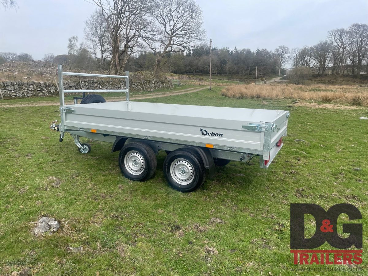 Debon PW1.2 Rear Electric Tipping Trailer 2000kg Gross with Ladder Rack ...