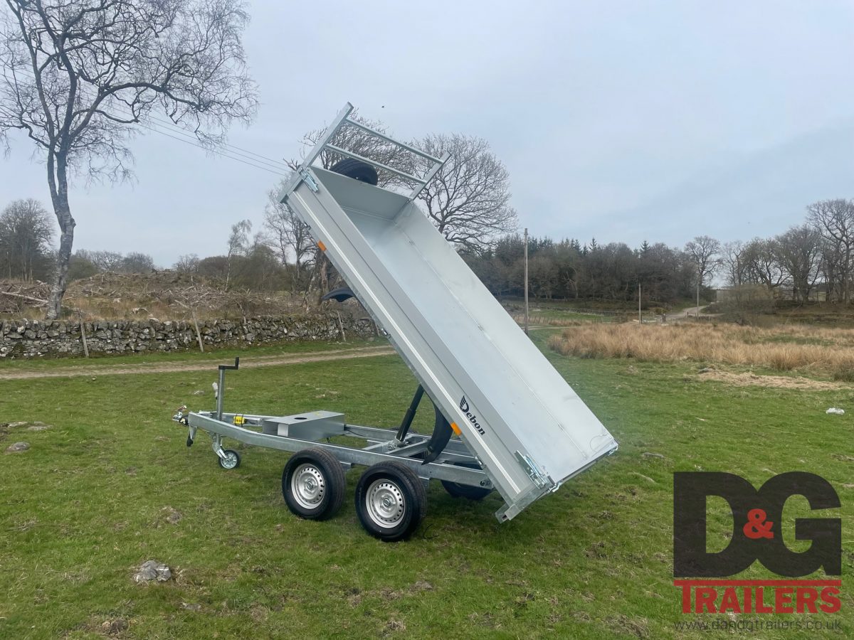Debon PW1.2 Rear Electric Tipping Trailer 2000kg Gross with Ladder Rack ...
